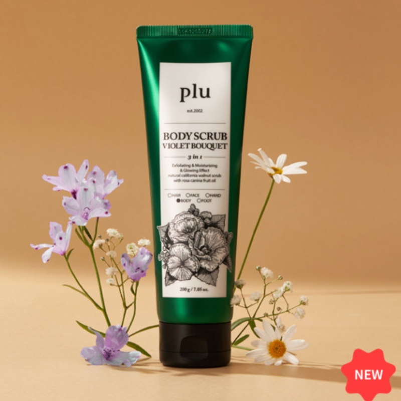 Plu Body Scrub 200g [#Pink Floral] (+Fleur soap 30ml) – PINKLAND